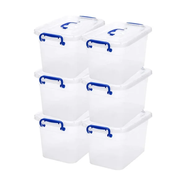 Besto 3 LTR Semi Clear Plastic Storage Box With Lid 6 Pcs Set - Storage ...