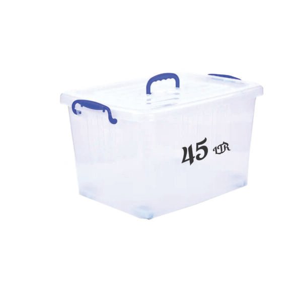 Besto 45 LTR Semi Clear Plastic Storage Box With Lid Wheels - Storage World